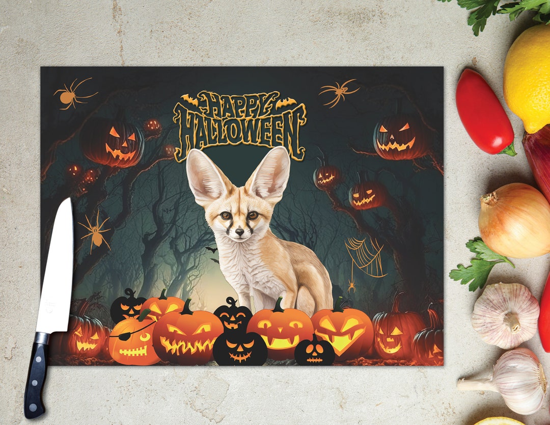 Fennec Fox Halloween Glass Cutting Board Fox-themed Kitchen - Etsy
