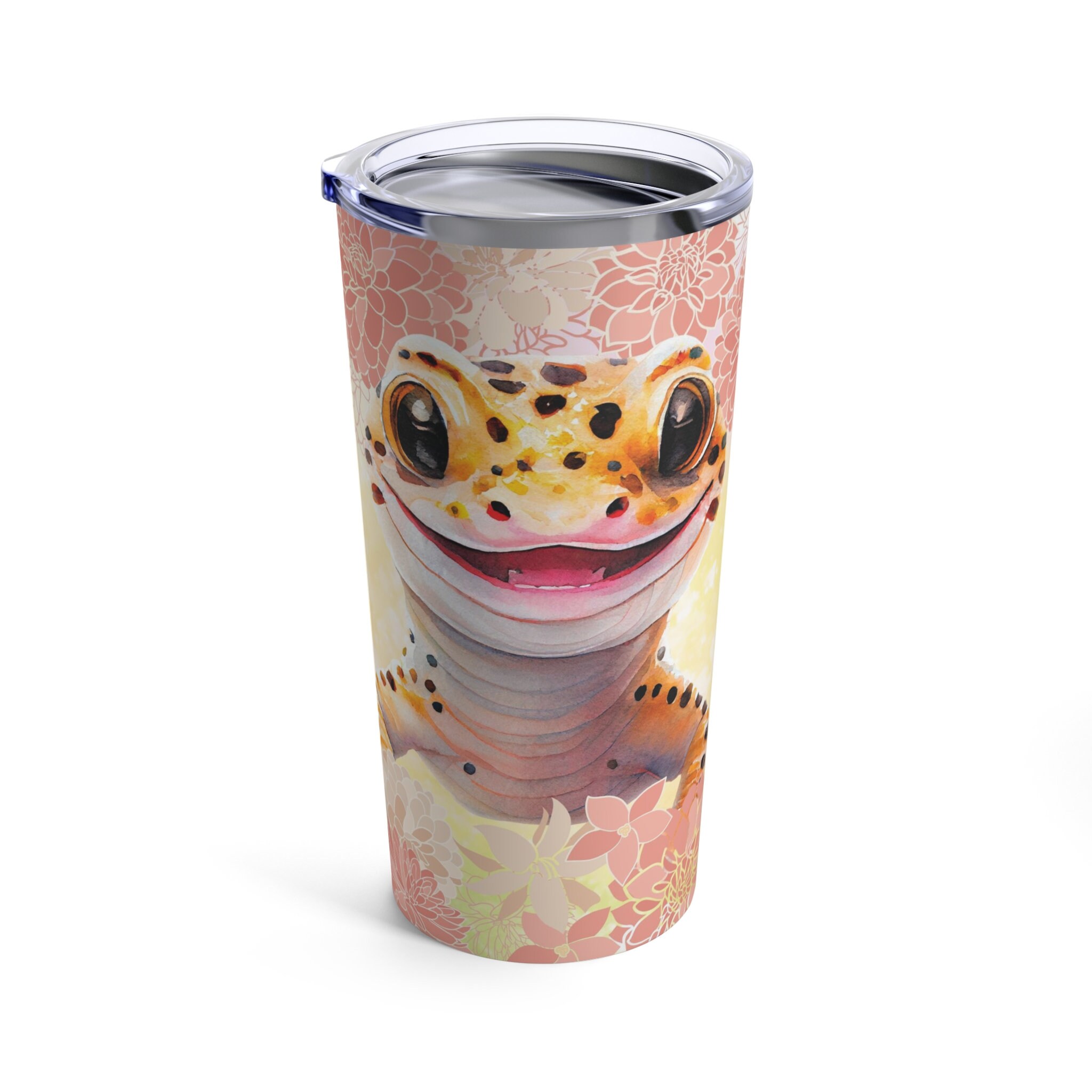 Leopard Gecko Floral Tumbler, Gecko Lover Gift, Lizard-themed Travel ...