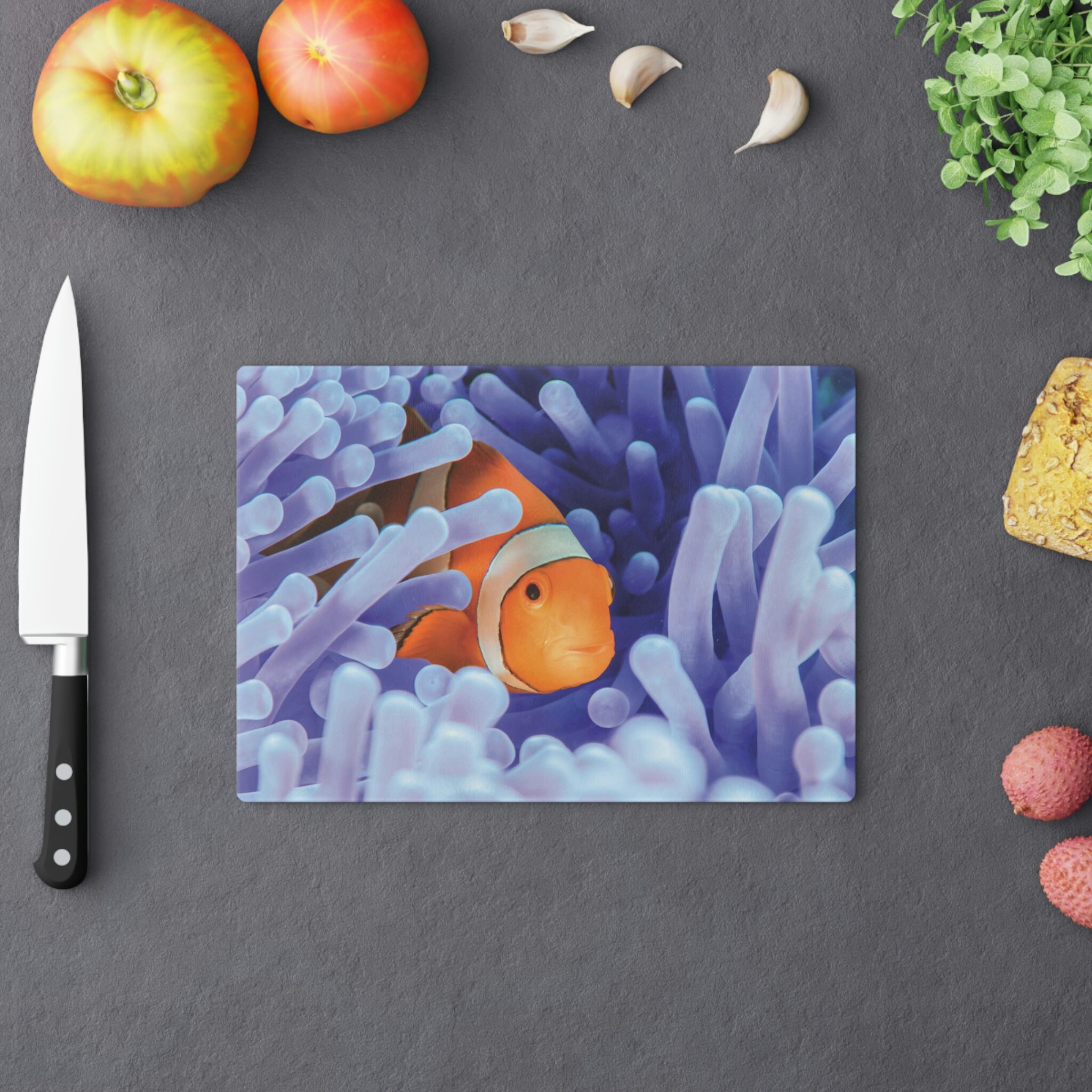 Clownfish Glass Cutting Board, Tropical Fish Chopping Tray, Child ...
