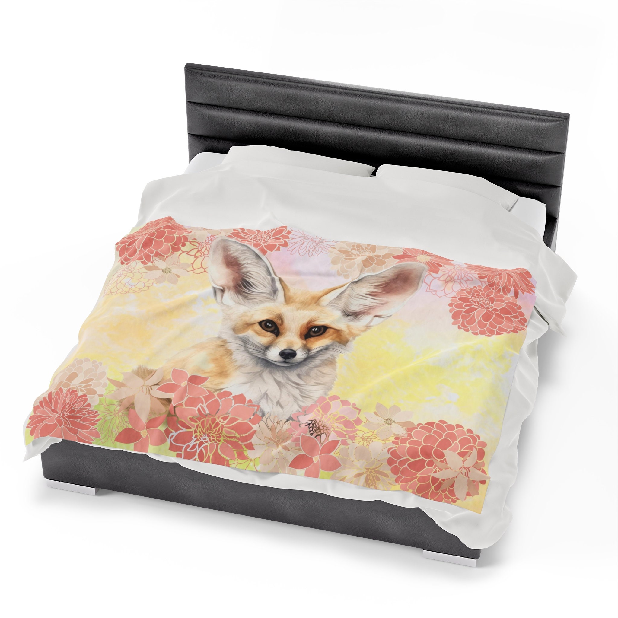 Girly Fennec Fox Minky, Cute Fox-themed Design Blanket for Bedroom ...