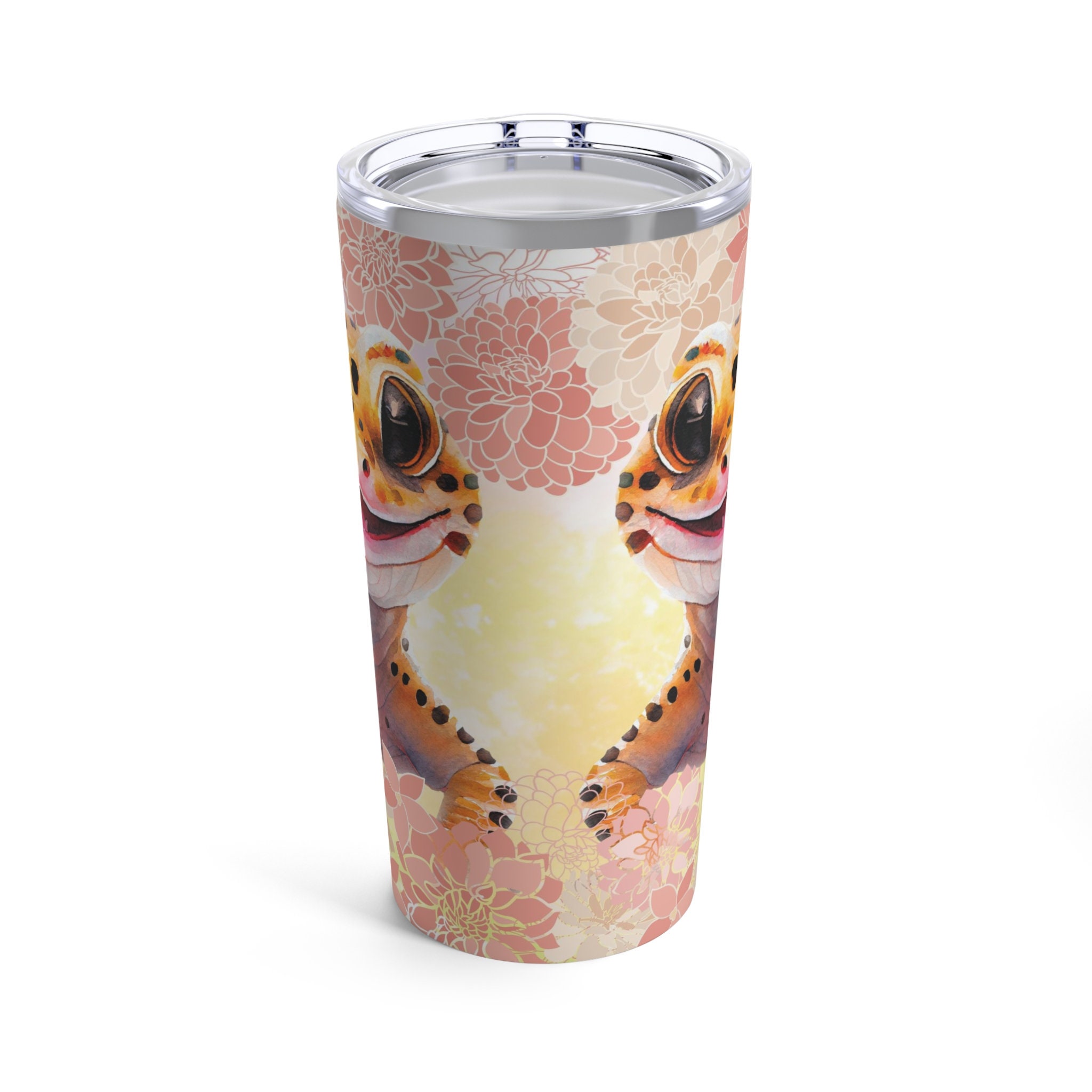 Leopard Gecko Floral Tumbler, Gecko Lover Gift, Lizard-themed Travel ...