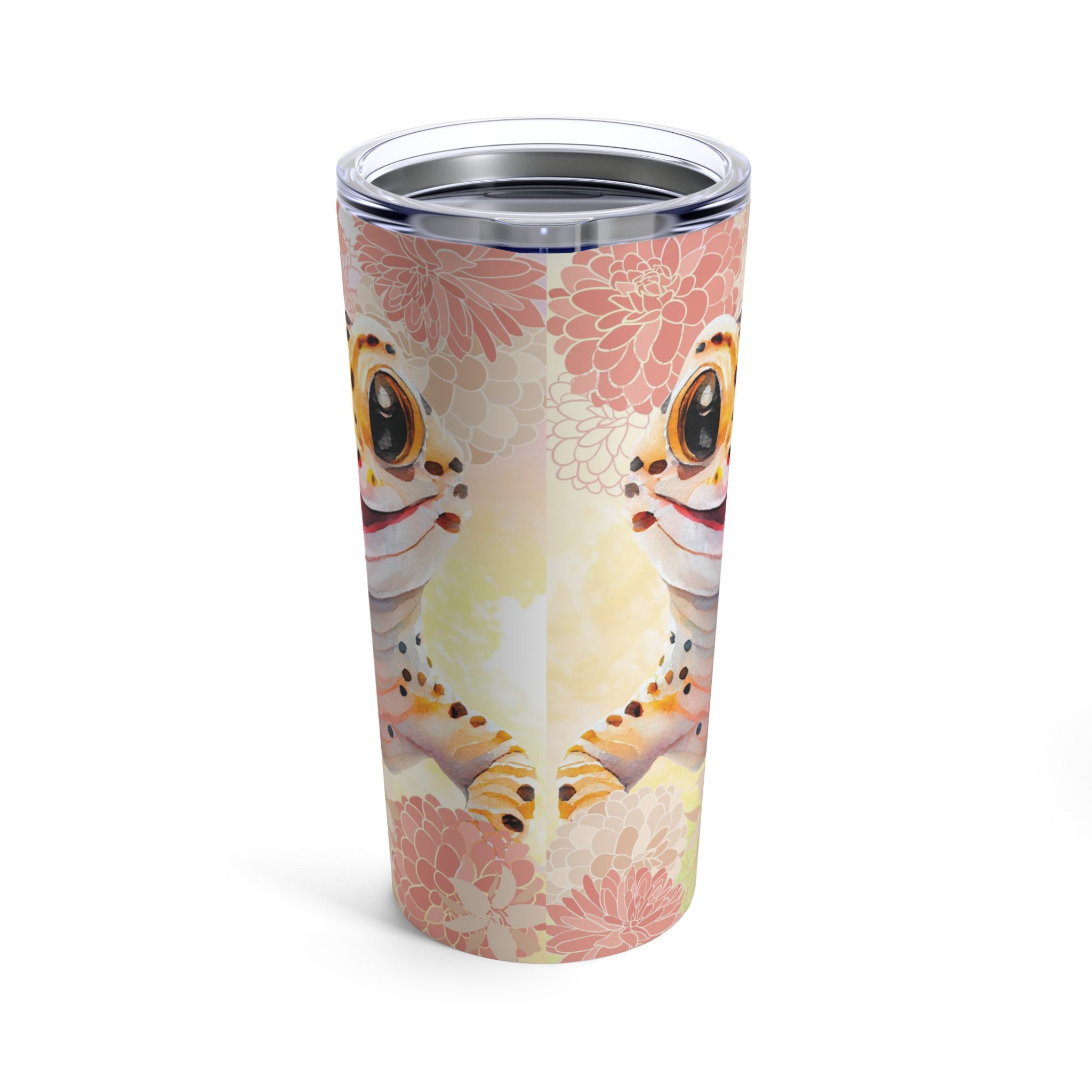 Leopard Gecko Floral Tumbler, Gecko Lover Gift, Lizard-themed Travel ...
