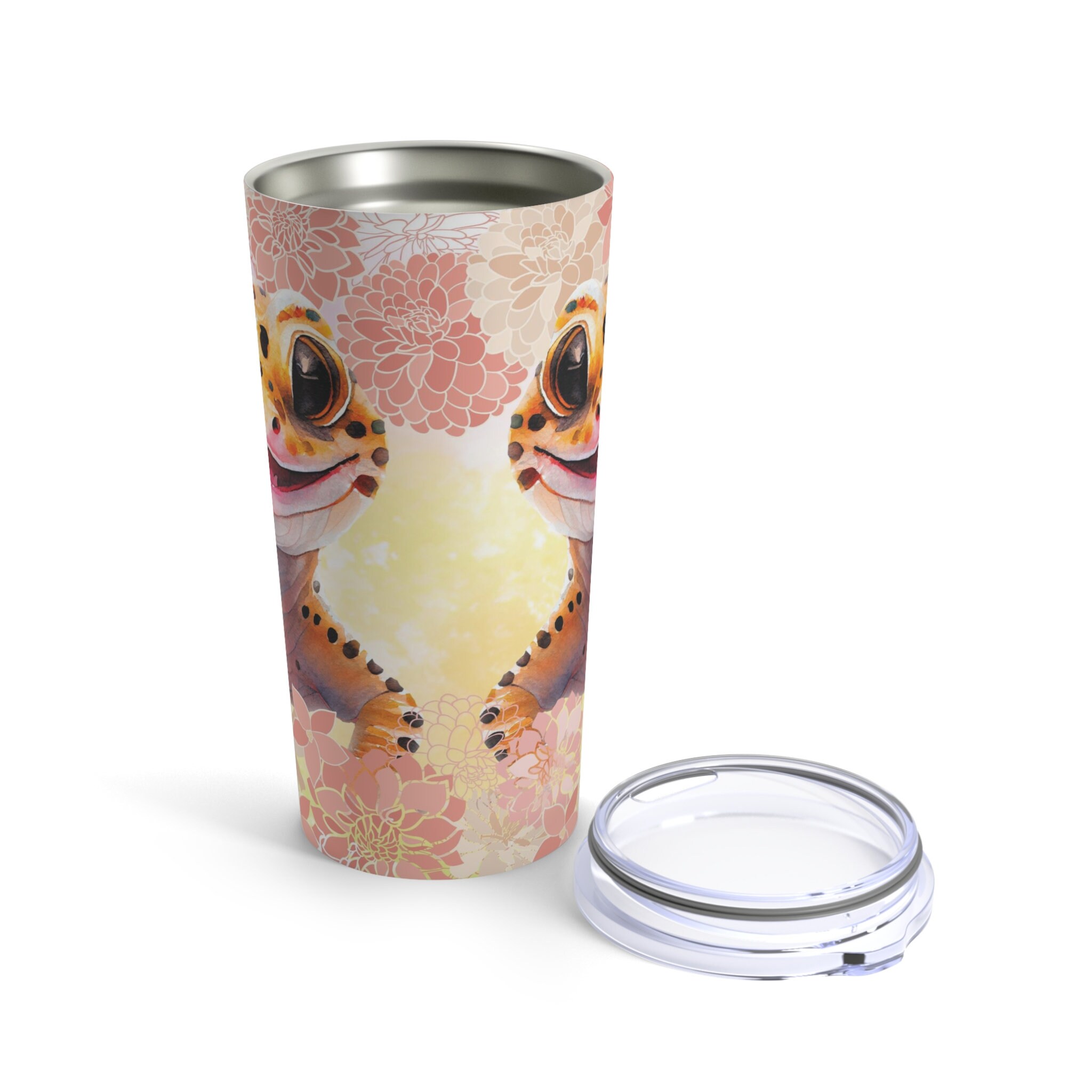 Leopard Gecko Floral Tumbler, Gecko Lover Gift, Lizard-themed Travel ...