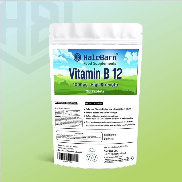 Vitamin B12 Tablets High Strength 90 Tablets 1000mcg Dual Power Vit B12 ...