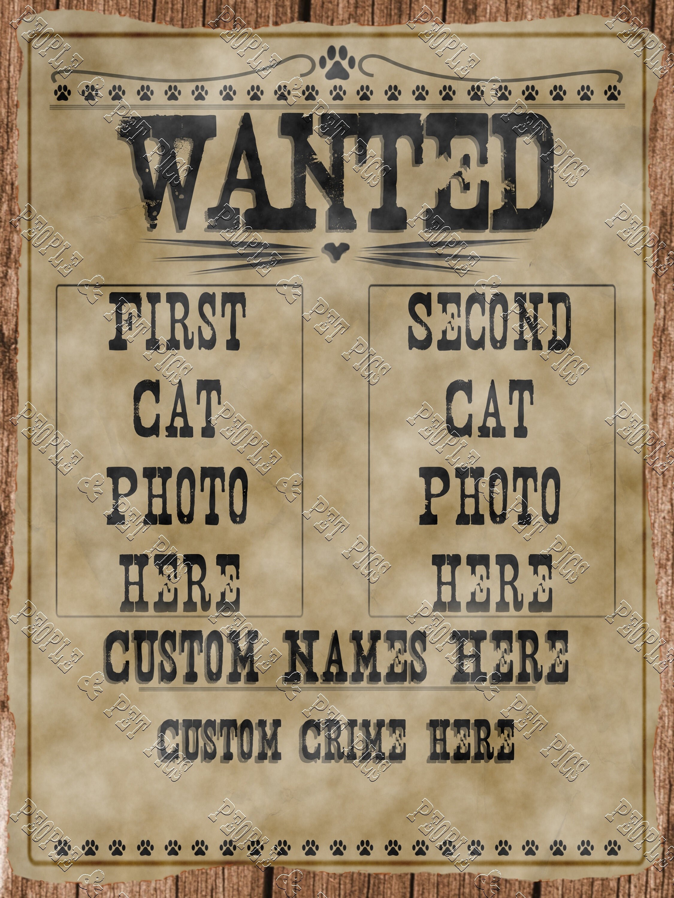 Custom Wanted Poster for 2 Cats PDF | Not an Instant Download | Not an ...