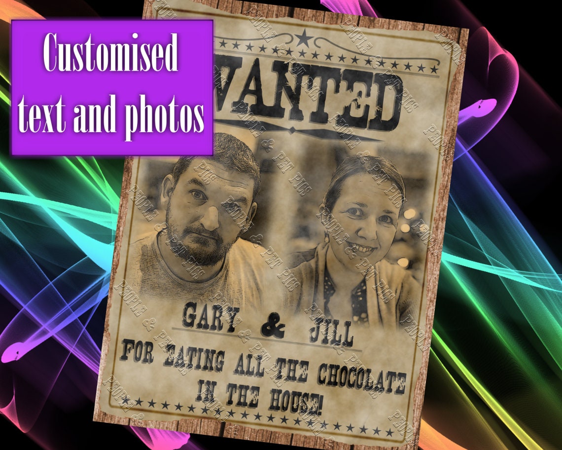 Custom Wanted Poster for 2 People PDF | Not an Instant Download | Not ...