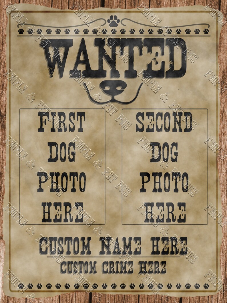 Custom Wanted Poster for 2 Dogs PDF | Not an Instant Download | Not an ...