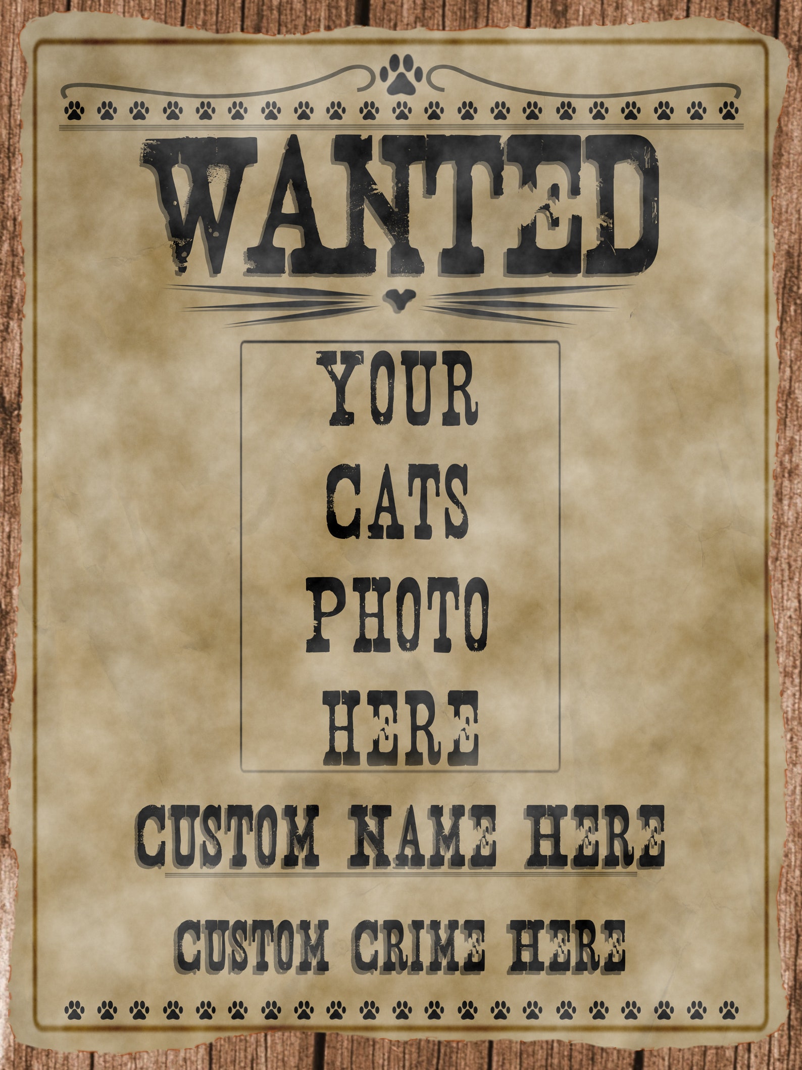 Custom Cat Wanted Poster PDF | Not an Instant Download | Not an ...