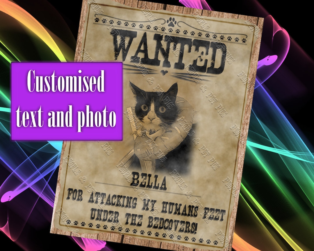 Custom Cat Wanted Poster PDF | Not an Instant Download | Not an ...
