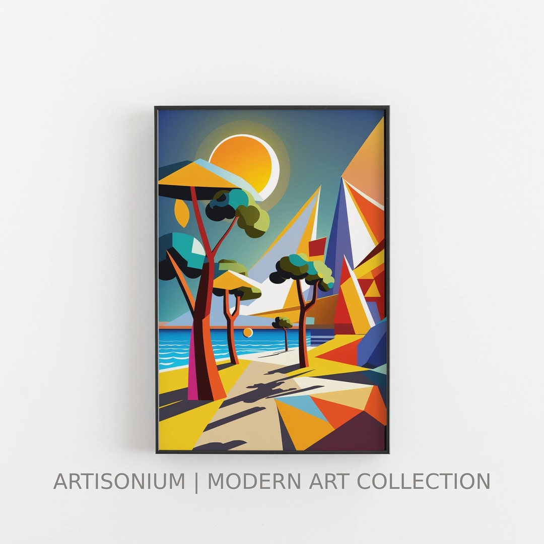 Cubism Beach Landscape Digital Art Download | LP00034 - Etsy