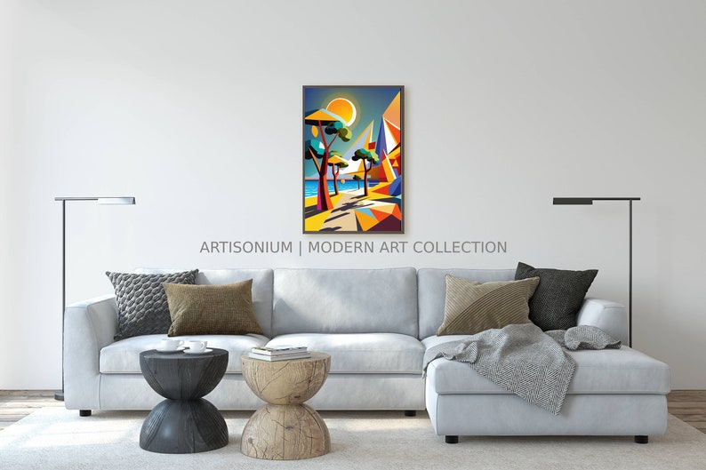 Cubism Beach Landscape Digital Art Download | LP00034 - Etsy