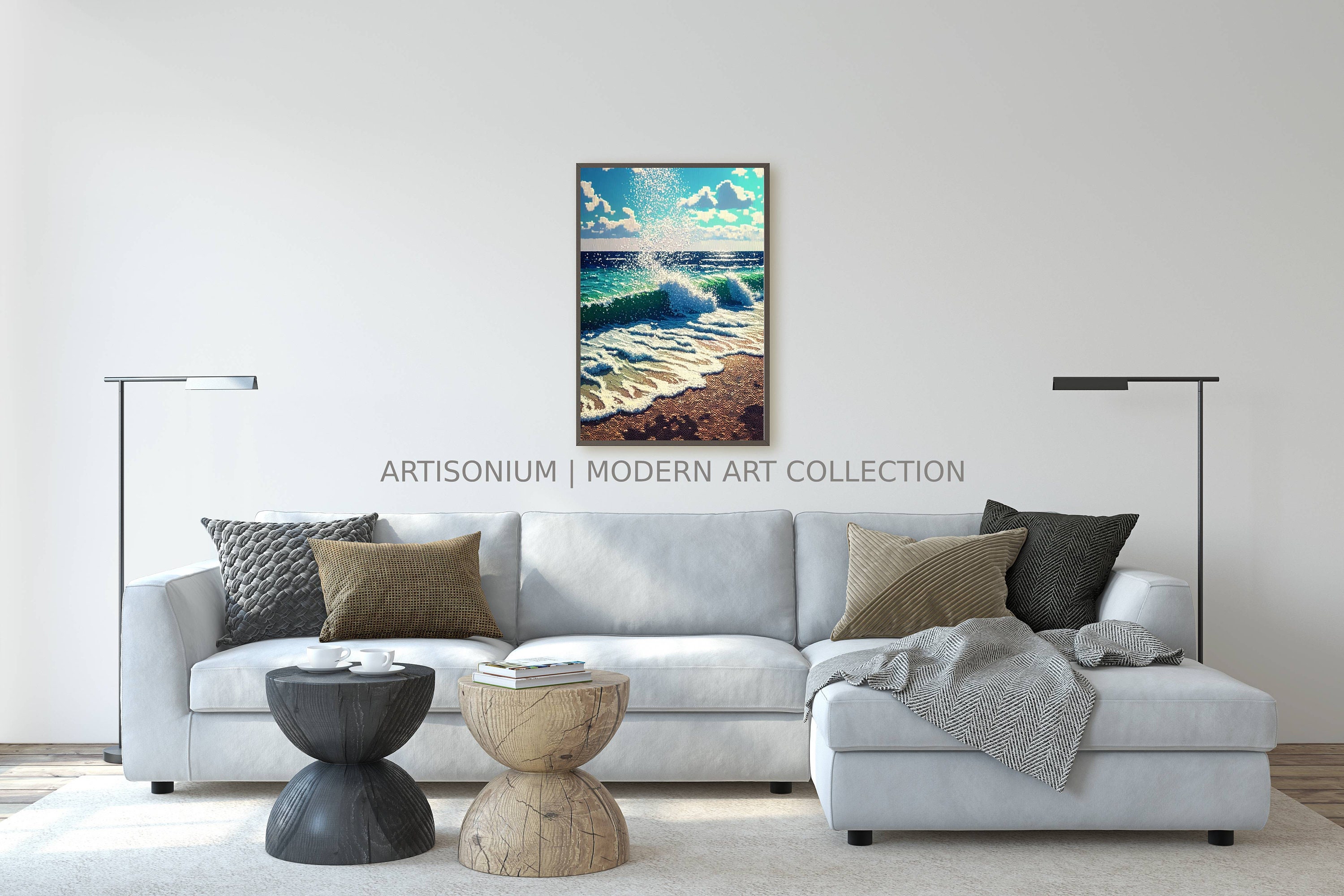 Pointillism Ocean Landscape Digital Art Download LP00011 - Etsy