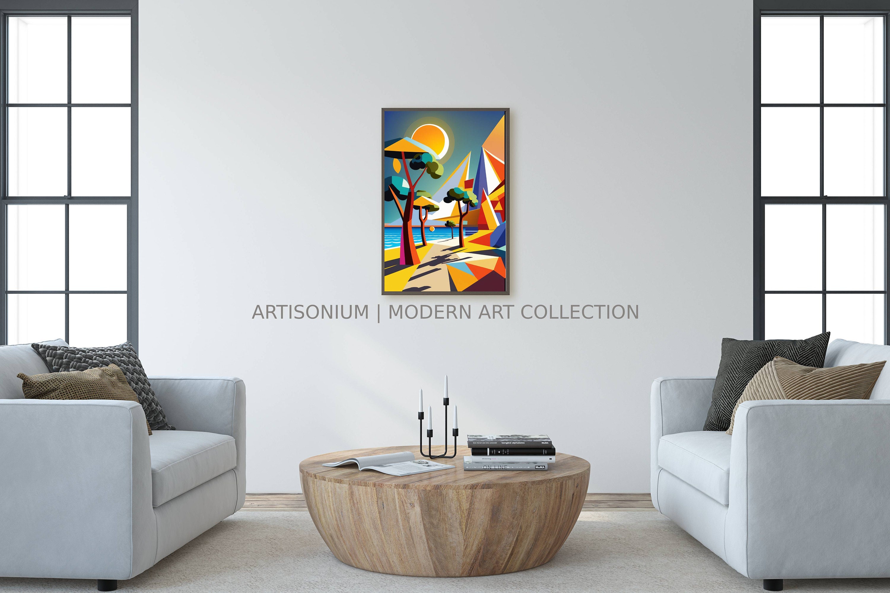 Cubism Beach Landscape Digital Art Download | LP00034 - Etsy