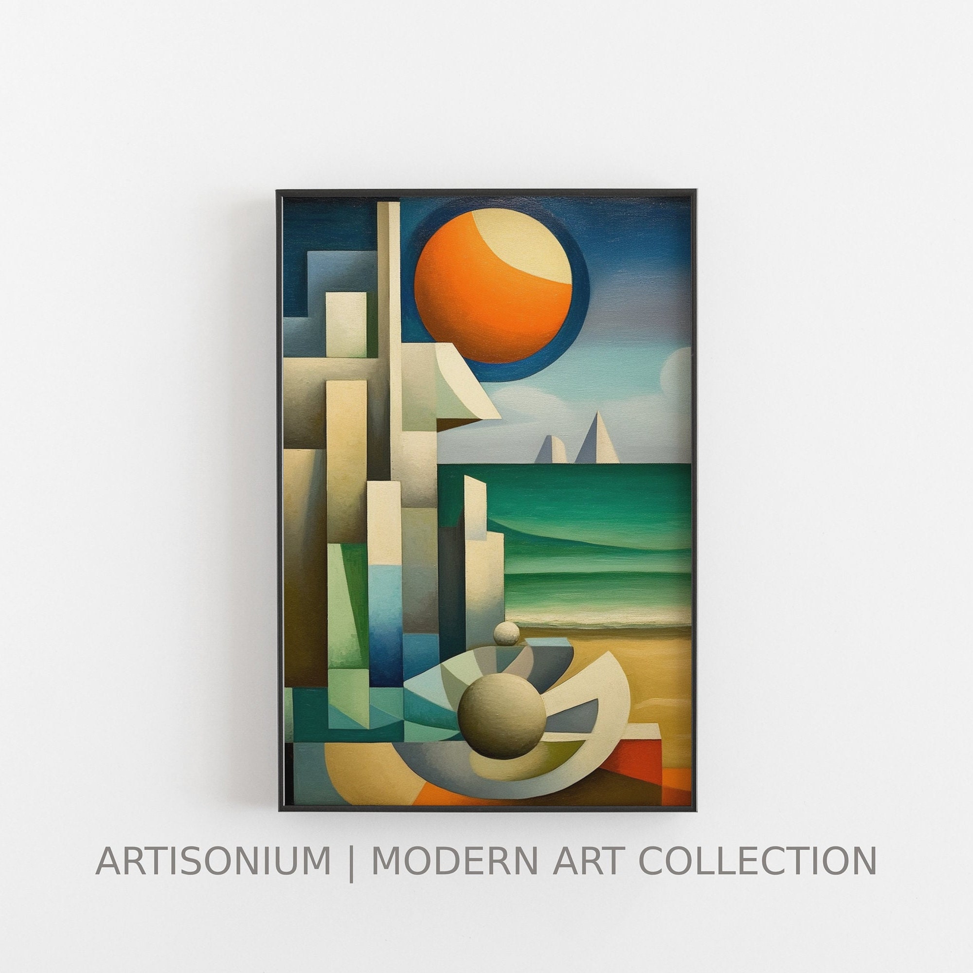 Cubism Beach Landscape Digital Art Download LP00144 - Etsy