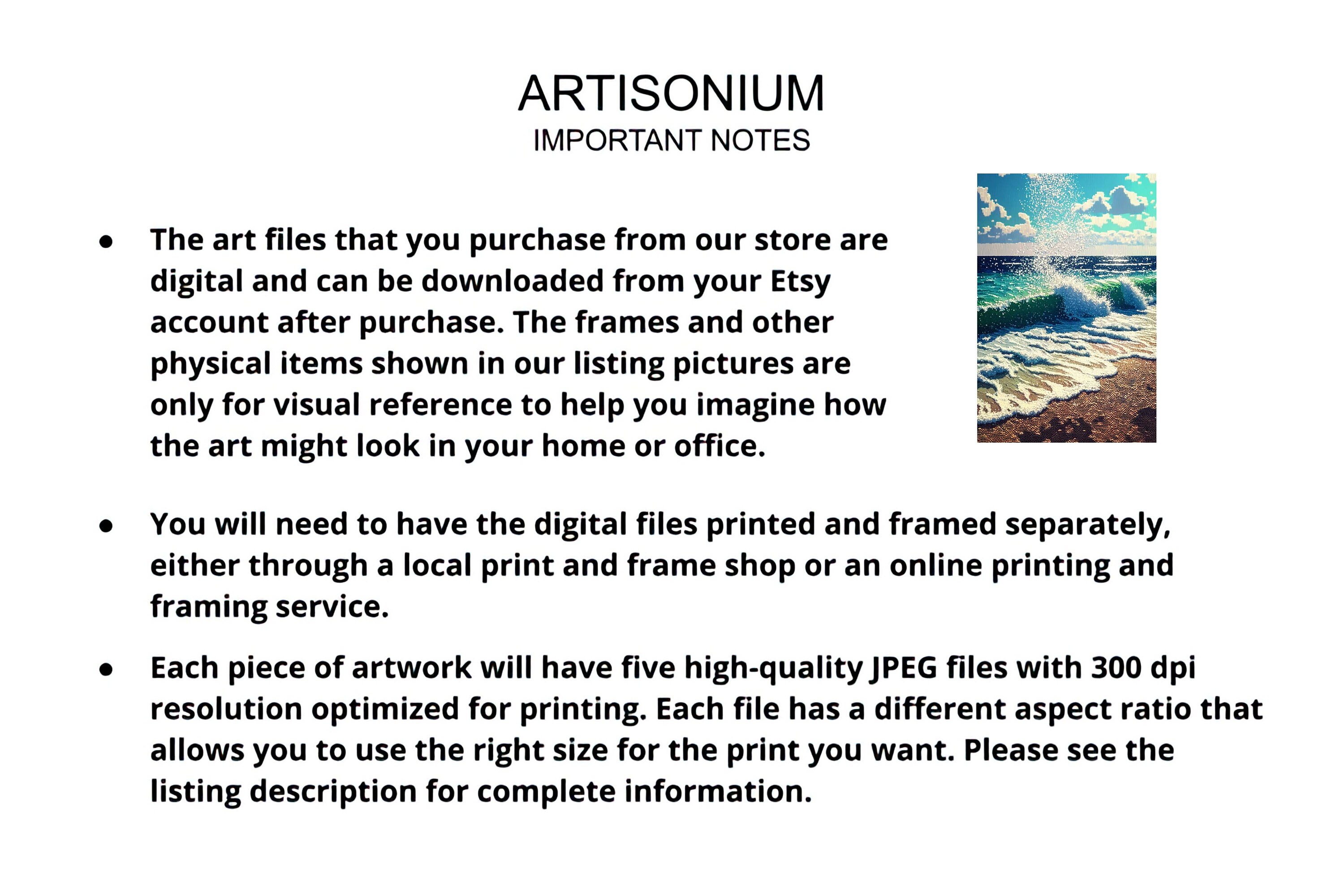 Pointillism Ocean Landscape Digital Art Download LP00011 - Etsy