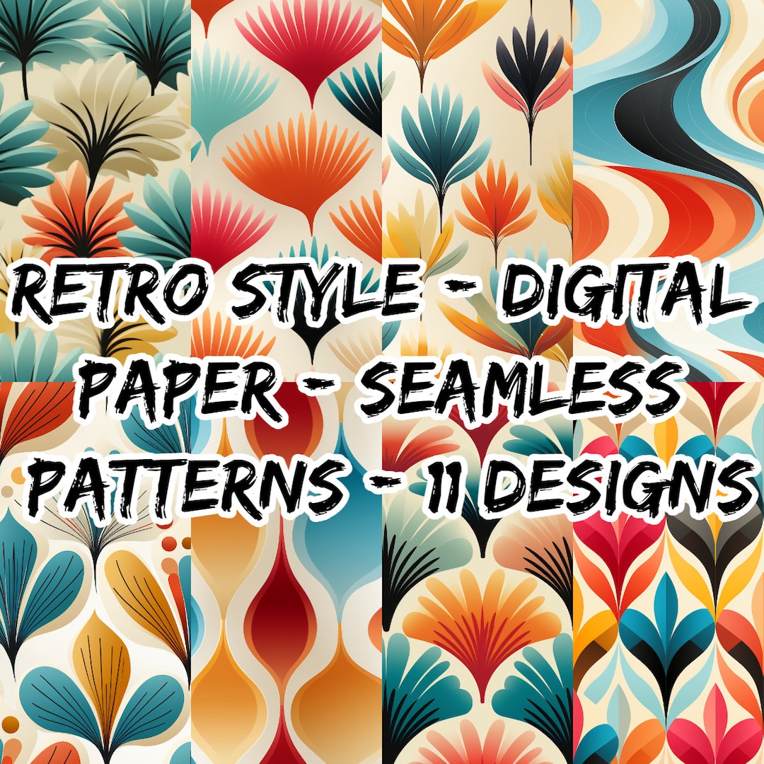Retro Style Seamless Patterns Digital Paper 11 Designs - Etsy