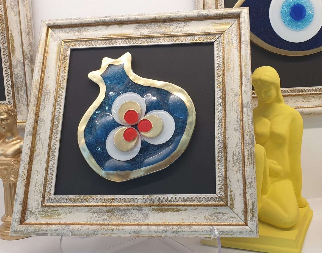 Evil Eye Wall Frame,evil Eye Home Decor,evil Eye Ornament,glass,fused ...