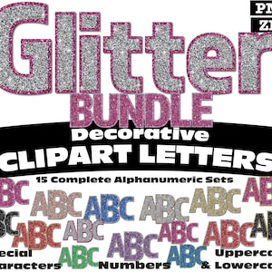 Glitter Clipart Letters Bundle PNG Digital Download 15 Complete ...