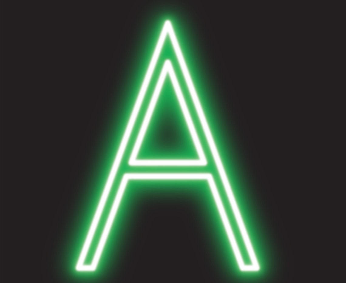 Glowing Green Posh Neon Sign Clipart Letters PNG Digital Download ...