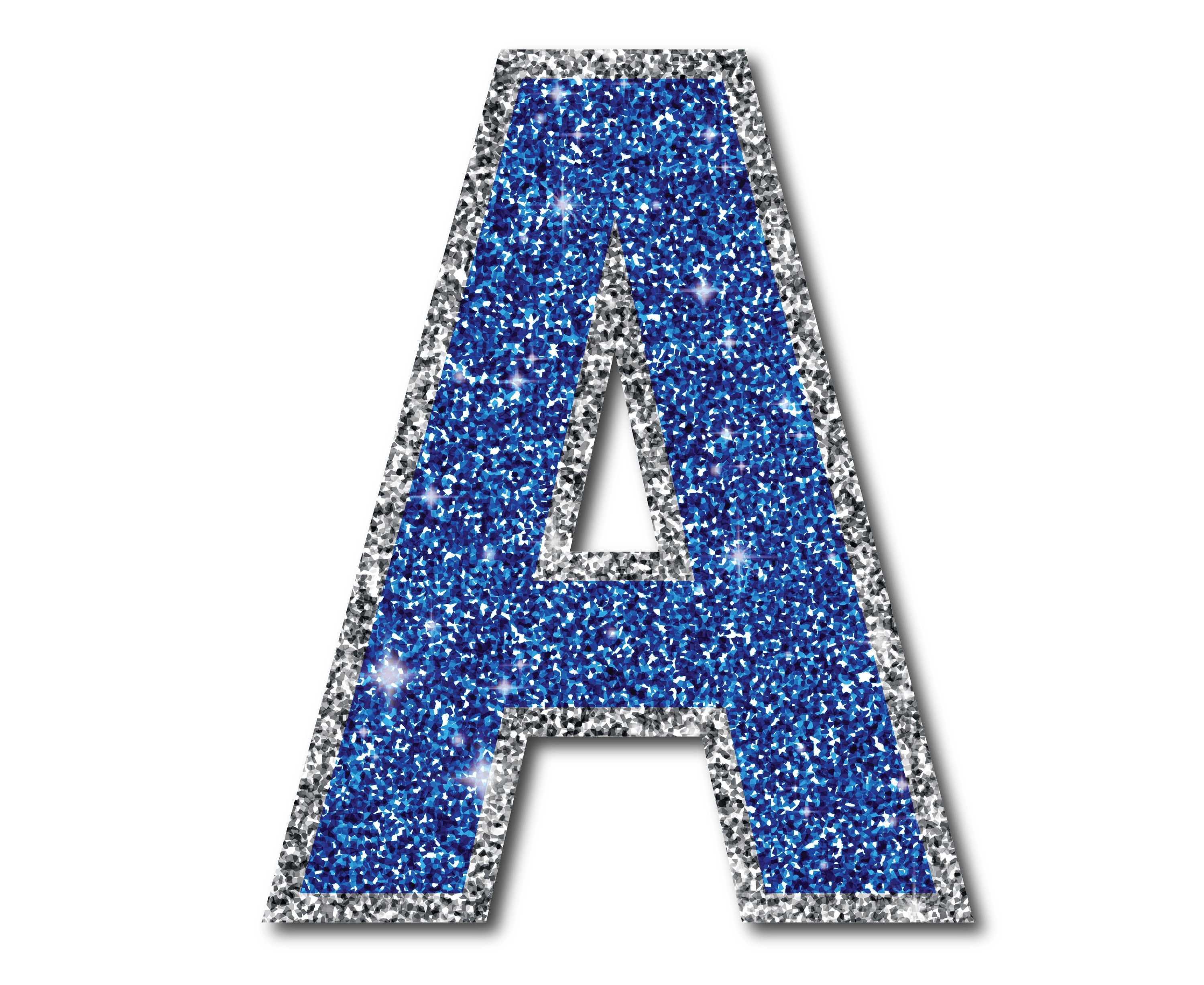 Blue and Silver Glitter Clipart Letters PNG Digital Download Complete ...