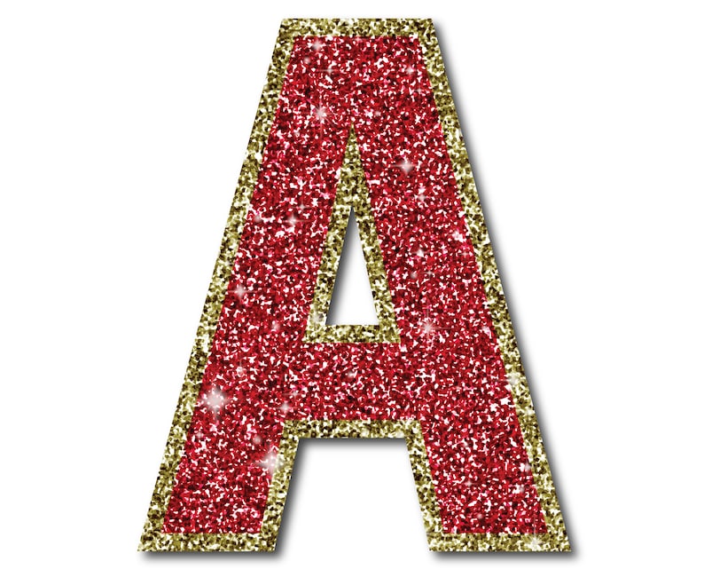 Red and Gold Glitter Clipart Letters PNG Digital Download Complete ...
