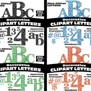 Glitter Clipart Letters Bundle PNG Digital Download 10 Complete ...