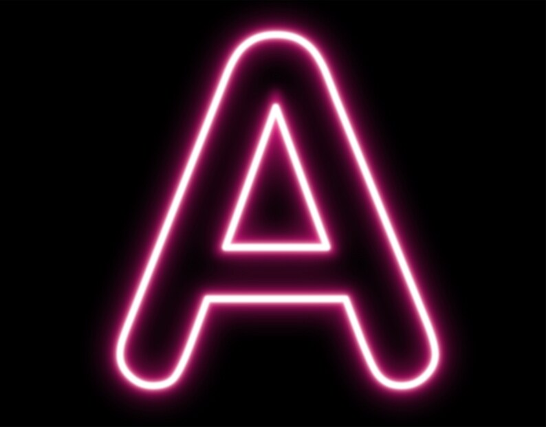 Glowing Pink Neon Sign Clipart Letters PNG Digital Download Complete ...