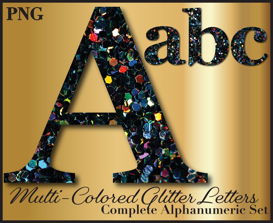 Multi Color Rainbow Glitter Clipart Letter PNG Digital Download ...
