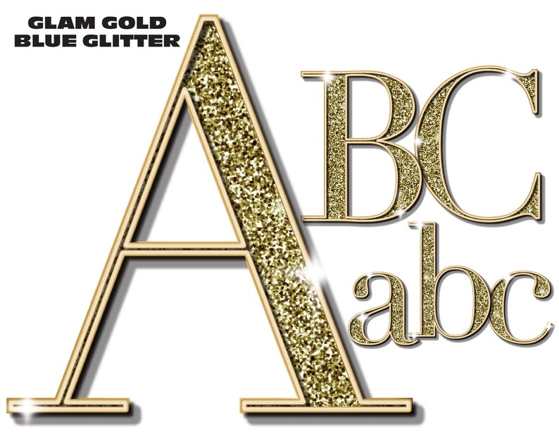 Glam Gold Glitter Clipart Letters PNG Digital Download Serif Font 10 ...
