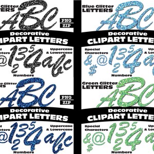 Glitter Clipart Letters Bundle PNG Digital Download 10 Complete ...