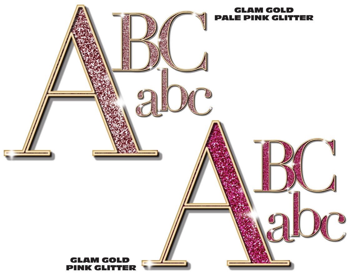 Glam Gold Glitter Clipart Letters PNG Digital Download Serif Font 10 ...
