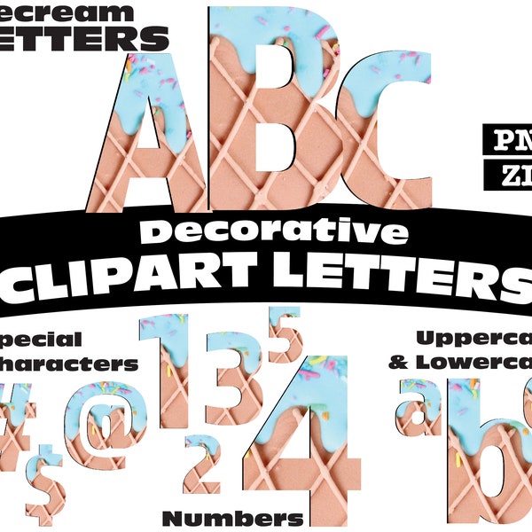 Ice Cream Letters Clipart - Etsy