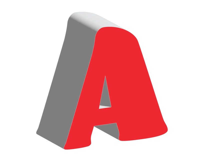 Red 3D Clipart Block Letters PNG Digital Download Complete Alphanumeric ...