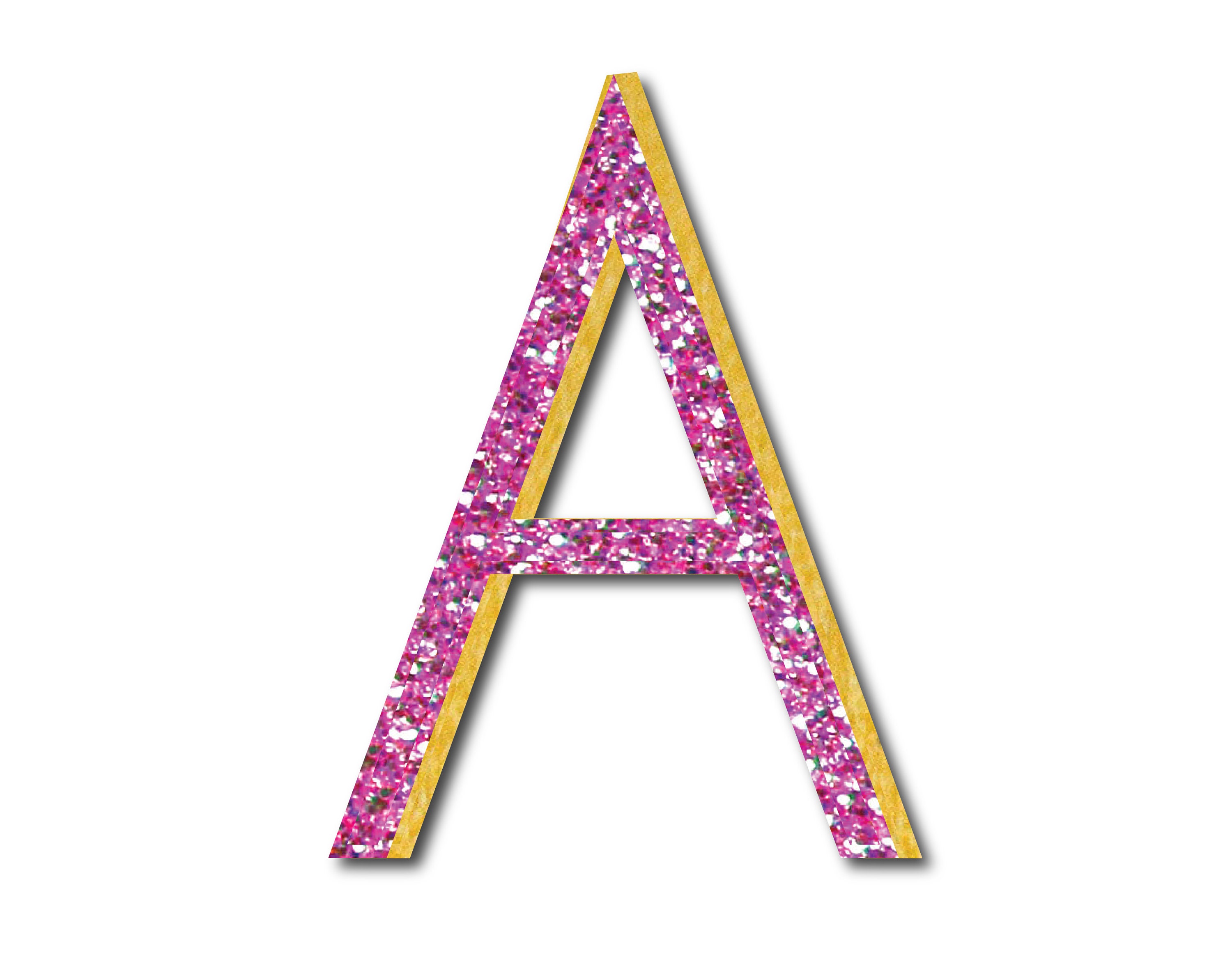Pink Glitter Gold Trim Clipart Letters PNG Digital Download Complete ...