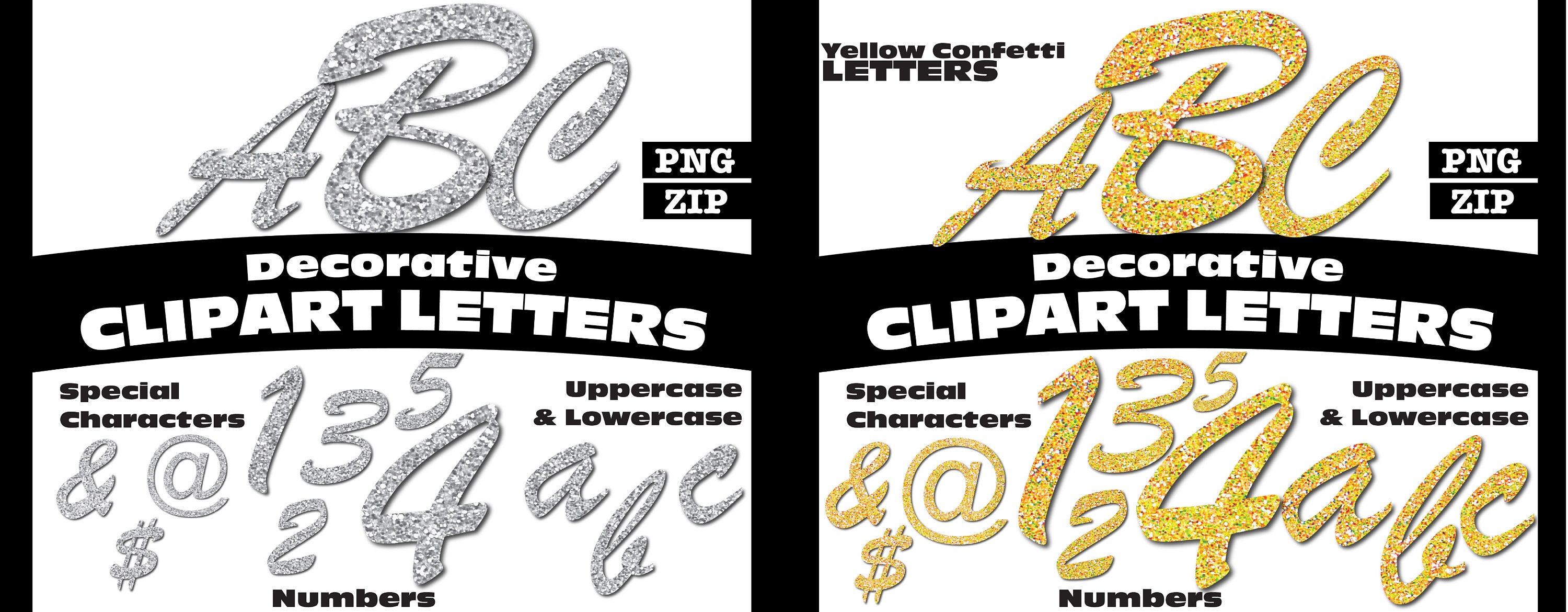 Glitter Clipart Letters Bundle PNG Digital Download 10 Complete ...