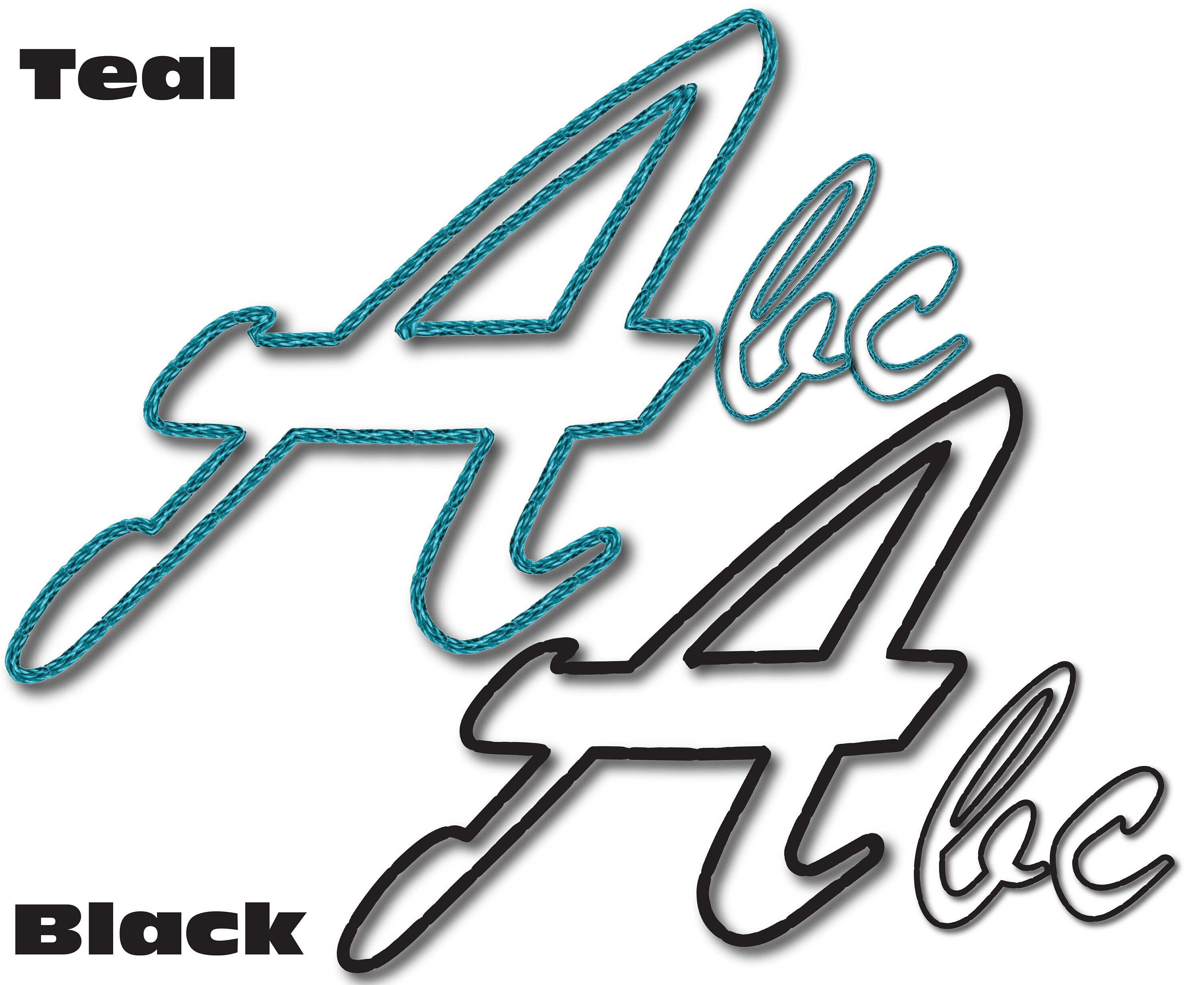 Stitched Embroidery Clipart Letters PNG Digital Download 12 Complete ...