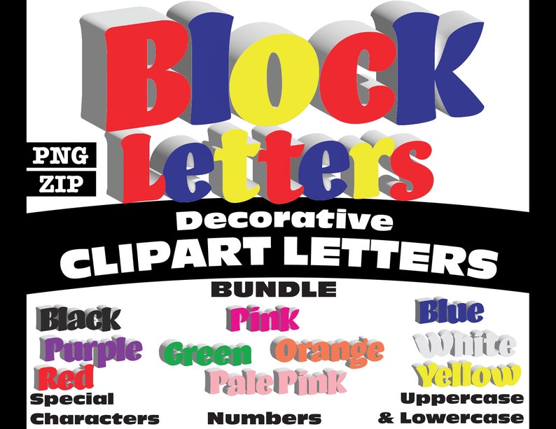 Clipart 3D Block Letters Bundle PNG Digital Download 10 - Etsy
