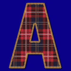 Tartan Plaid Embroidered Clipart Letters PNG Font Digital Download ...