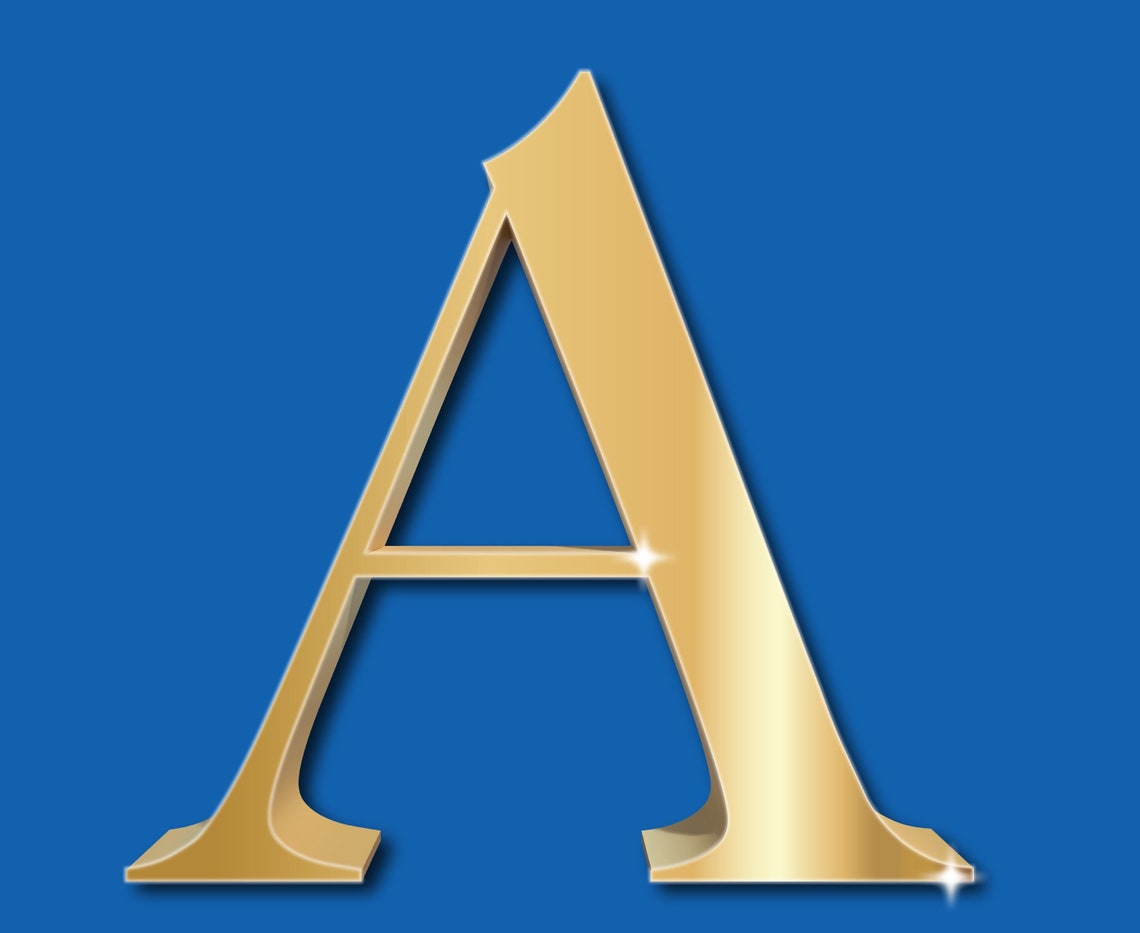 Solid Gold 3D Clipart Letters PNG Digital Download Complete ...