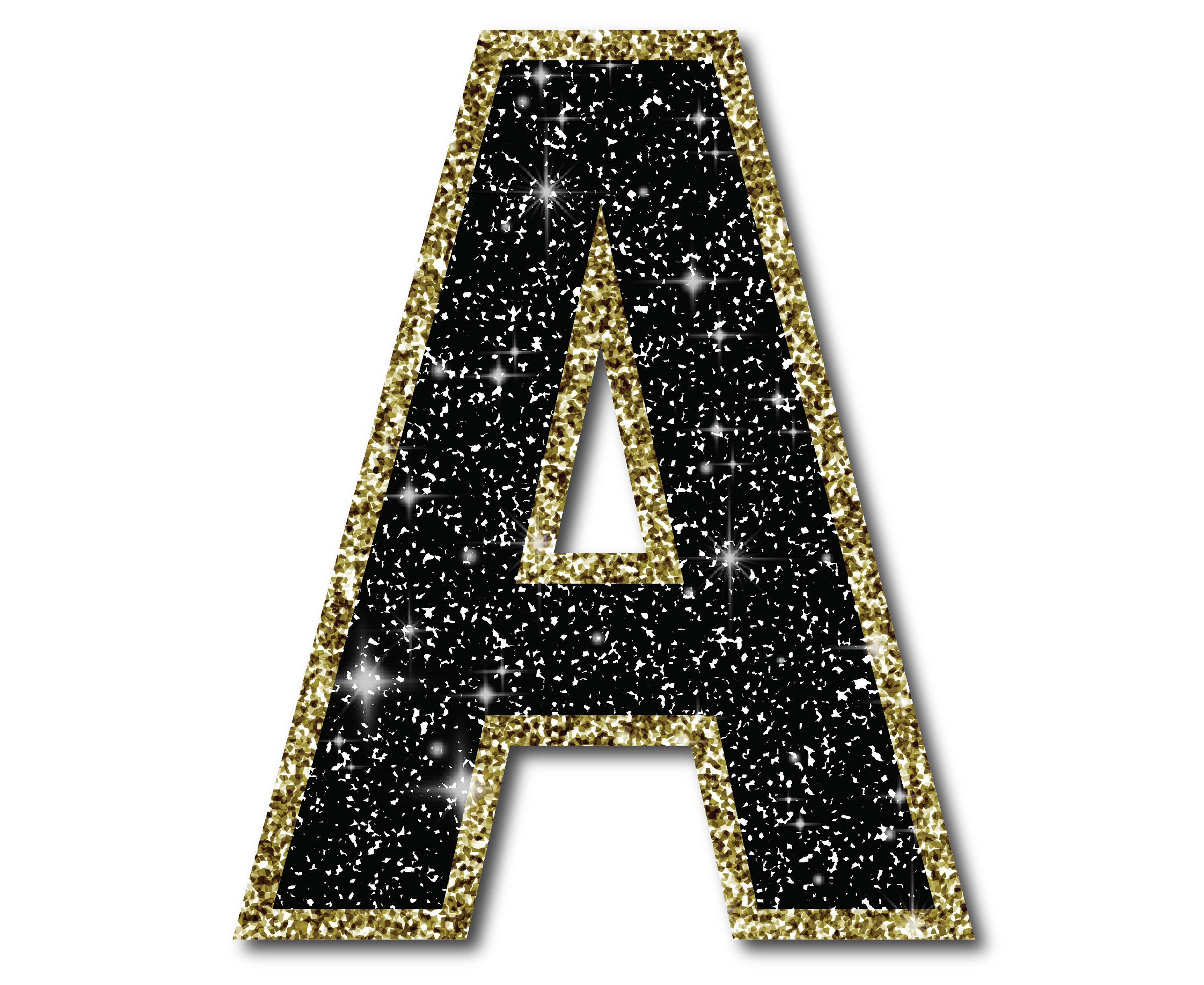 Black and Gold Glitter Clipart Letters PNG Digital Download Complete ...