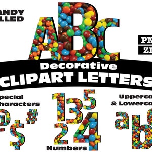 Candy Clipart Letters PNG Digital Download Complete Alphanumeric Set ...
