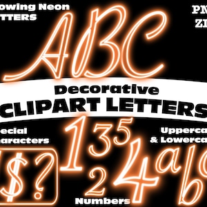 Glowing Orange Neon Sign Clipart Letters PNG Digital Download Complete ...