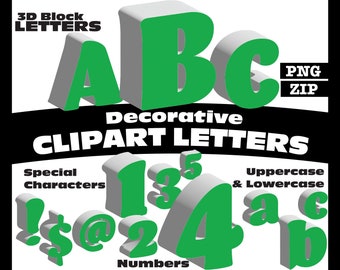 Pink 3D Clipart Letters PNG Digital Download Complete Alphanumeric Set ...