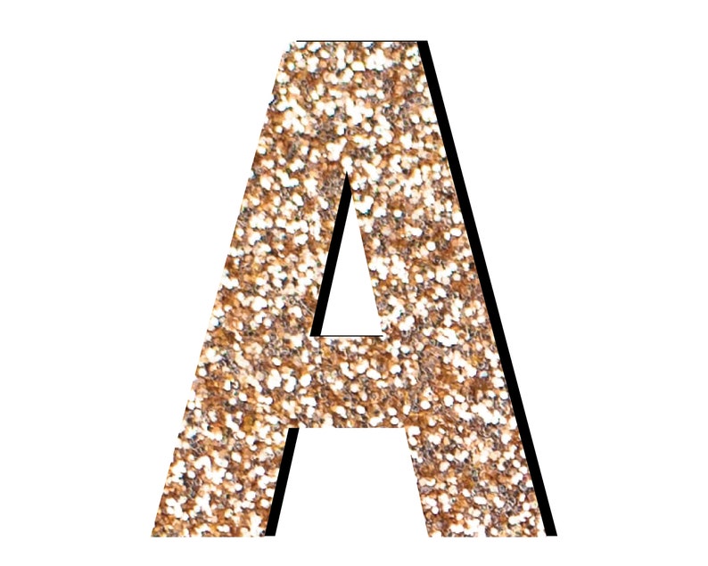 Gold Glitter Clipart Letters PNG Digital Download Complete Alphanumeric ...