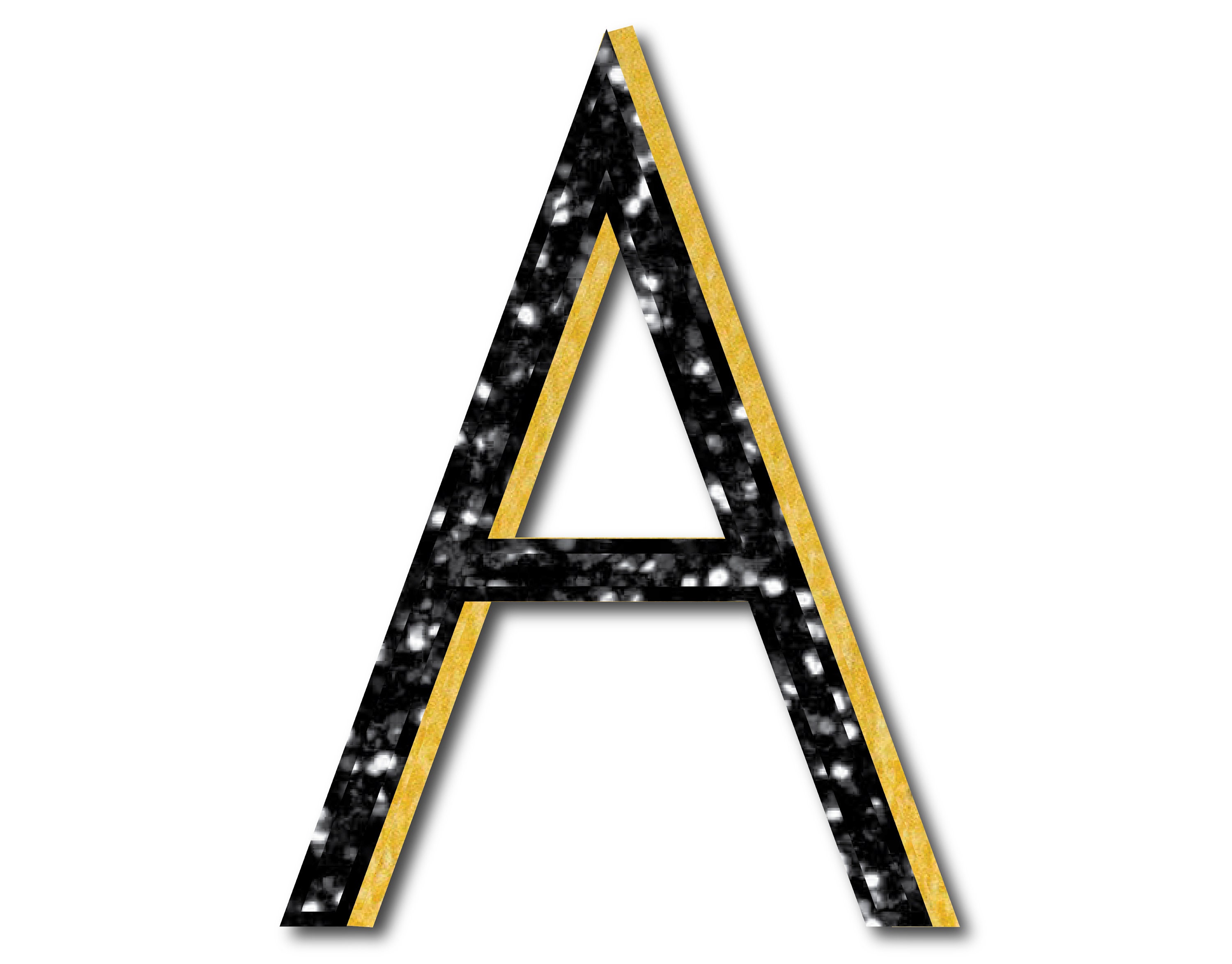 Black Glitter Gold Trim Clipart Letters: Alphanumeric PNG Set (digital ...