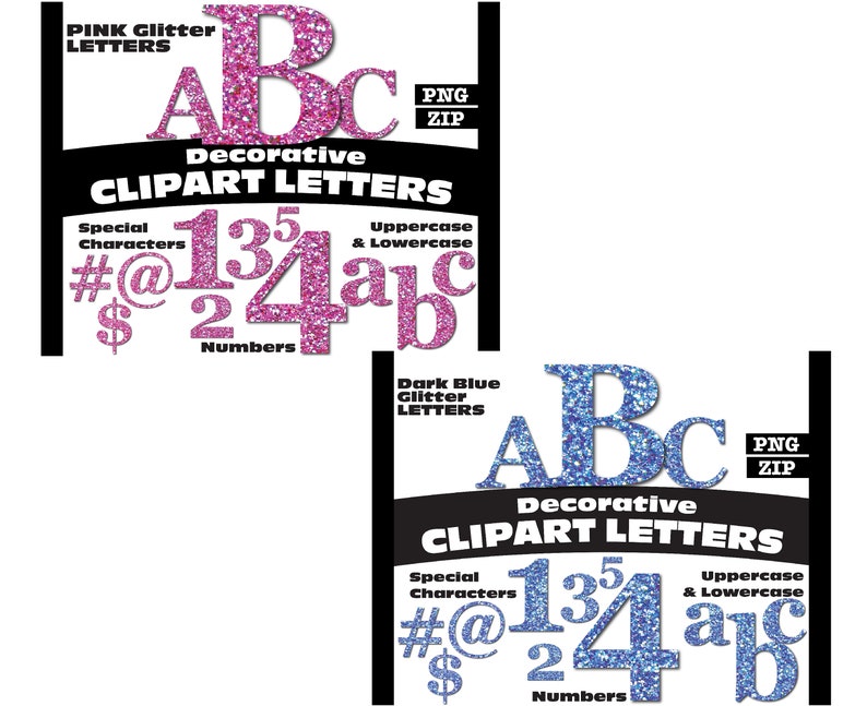 Glitter Clipart Letters Bundle PNG Digital Download 10 Complete ...