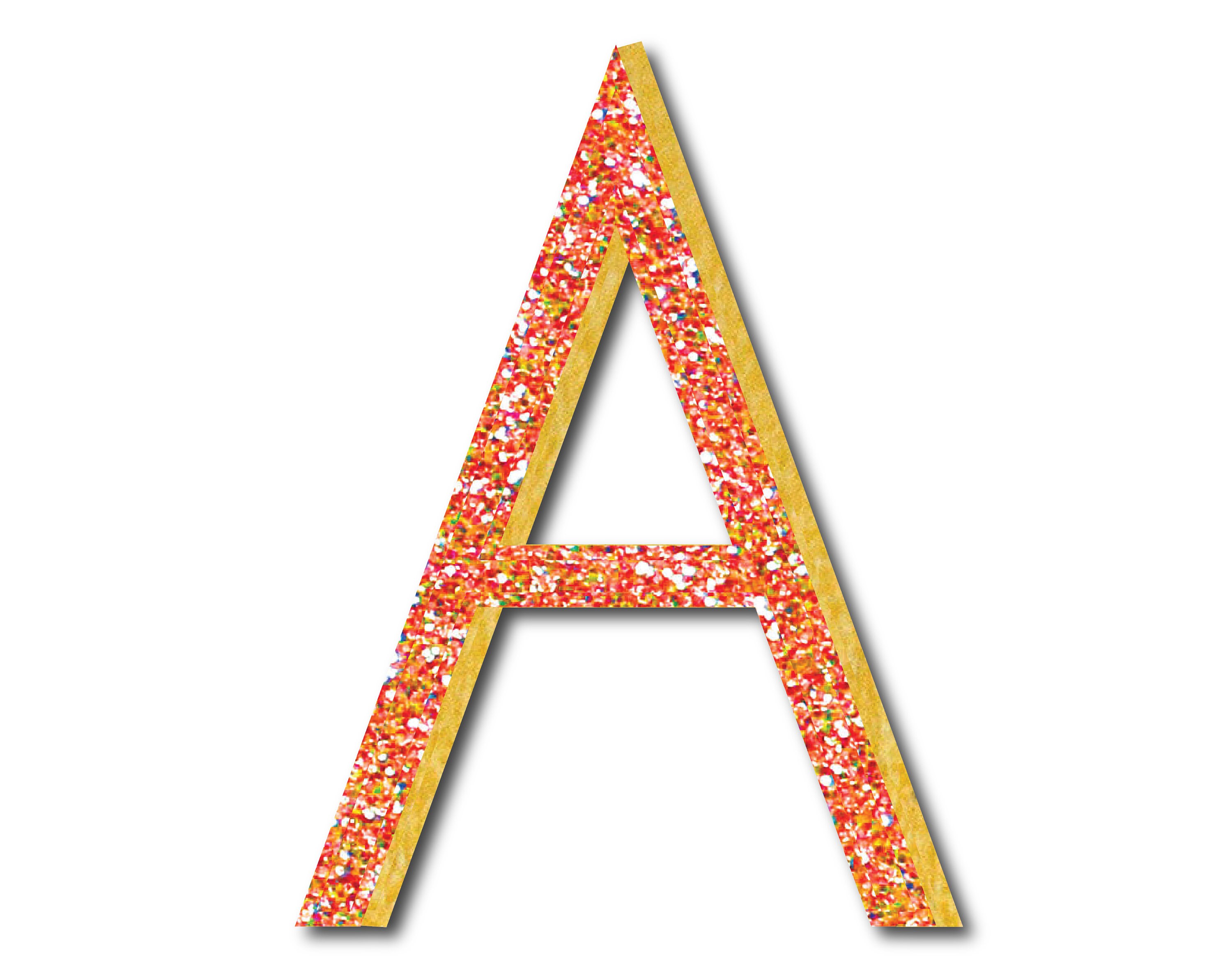Orange Glitter Gold Trim Clipart Letters: Alphanumeric PNG Set (digital ...
