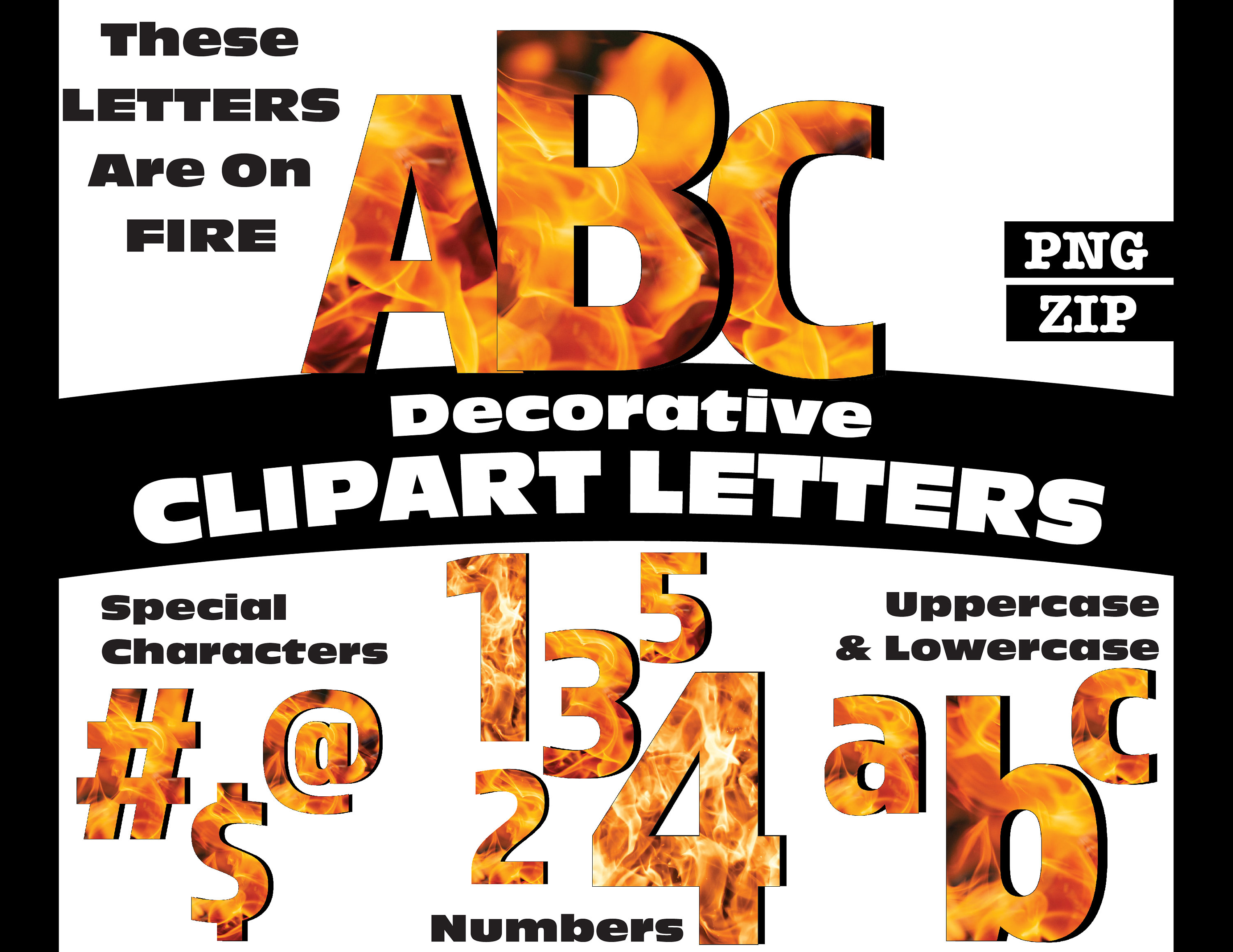 Fire Clipart Letters PNG Digital Download Complete Alphanumeric Set - Etsy