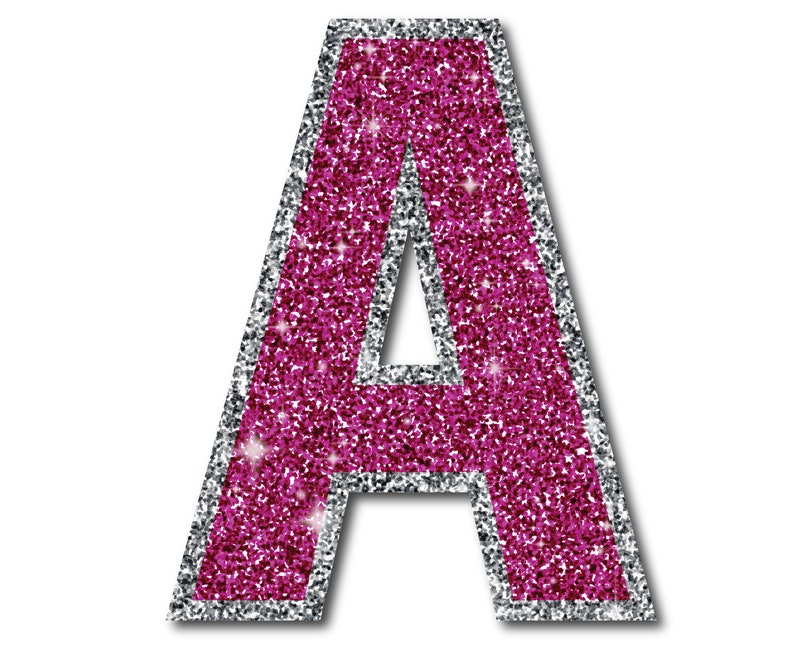 Pink and Silver Glitter Clipart Letters PNG Digital Download Complete ...