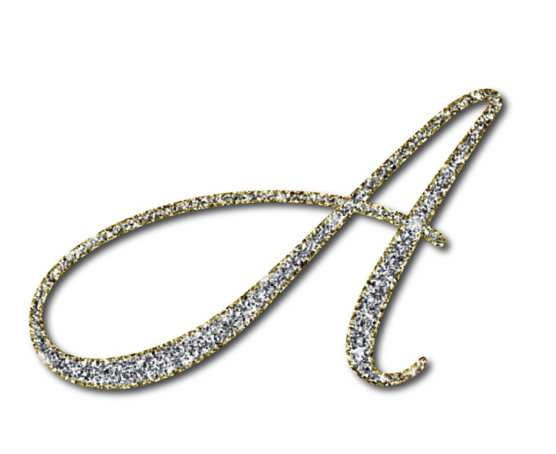 Silver and Gold Glitter Clipart Letters PNG Digital Download Complete ...